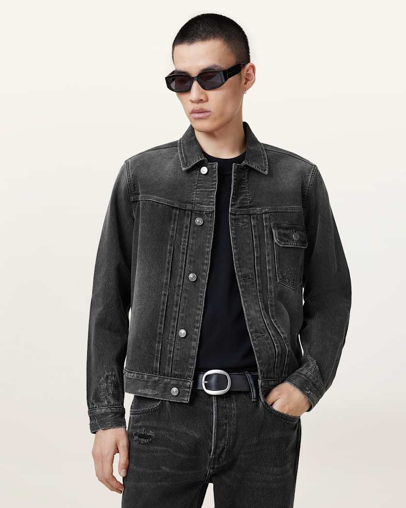 Jagger Slim Fit Denim Jacket Washed Black | ALLSAINTS